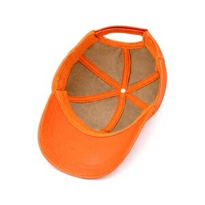 Lukkiu | Accessories | Orange Leather Baseball Cap Real Lambskin ...